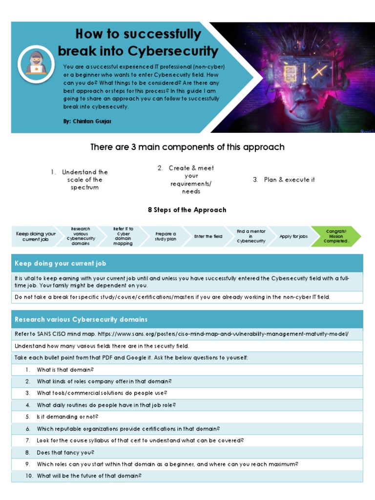 How To Successfully Break Into Cybersecurity: There Are 3 Main Components of This Approach | PDF ...