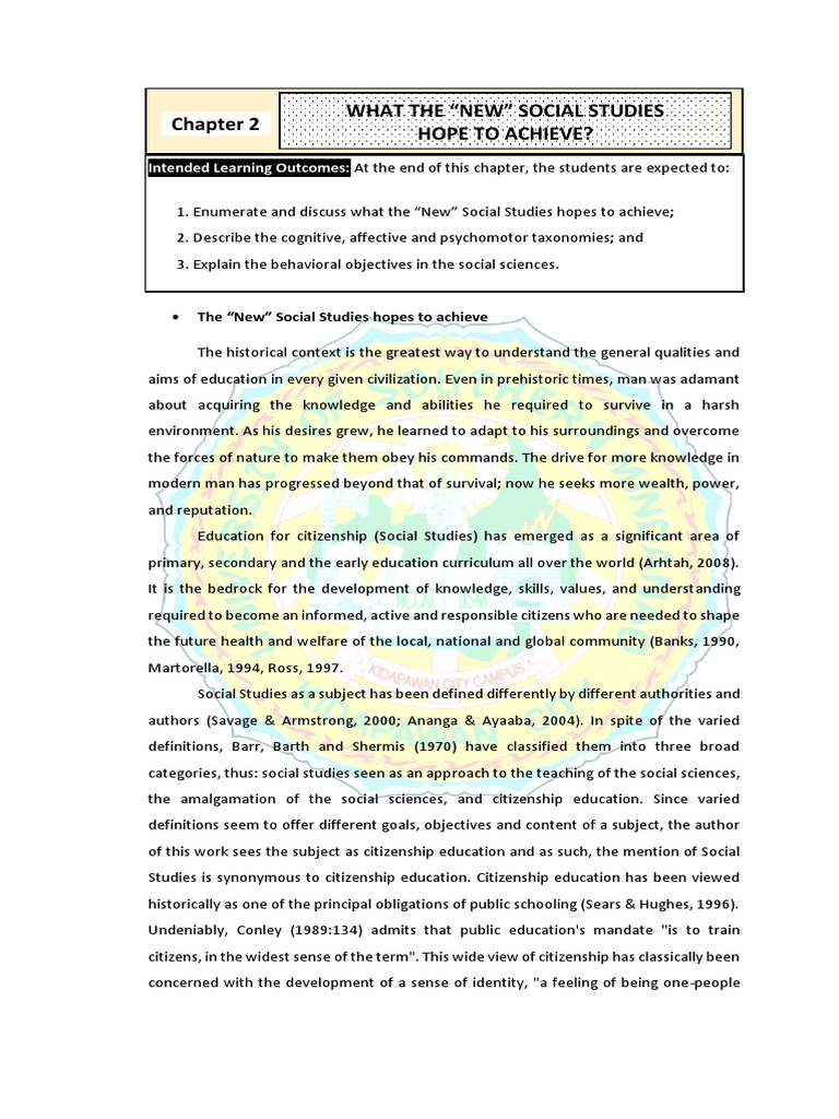 Goals of the New Social Studies | PDF | Learning | Teachers