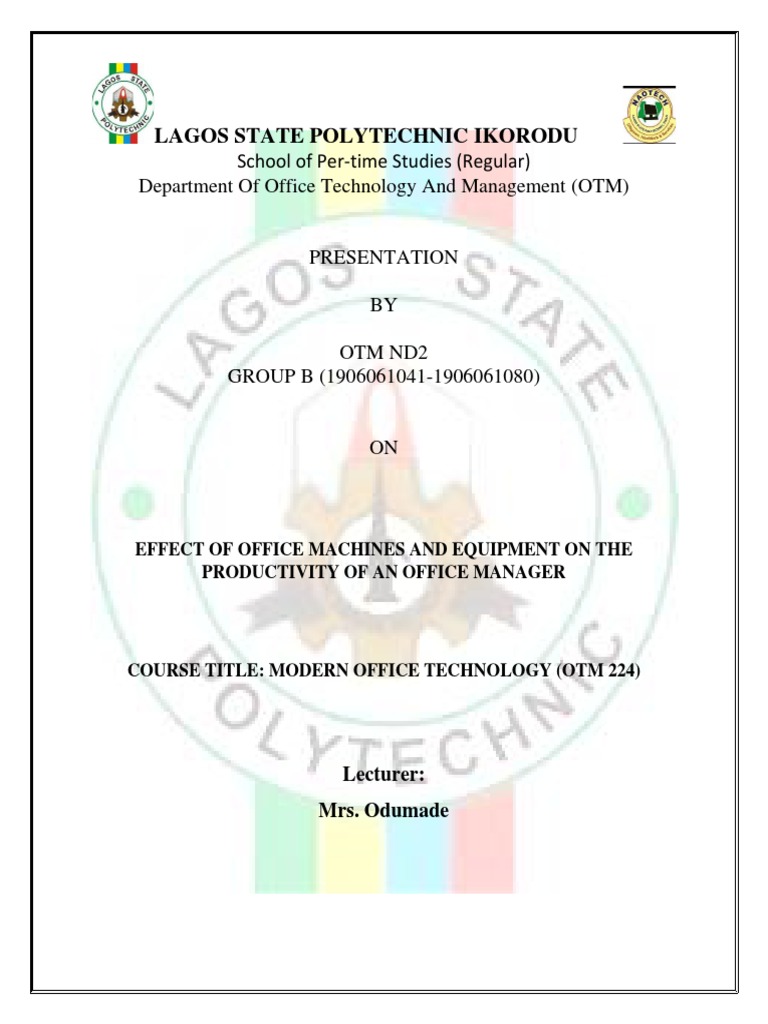 Lagos State Polytechnic Ikorodu | PDF | Typewriter | Photocopier
