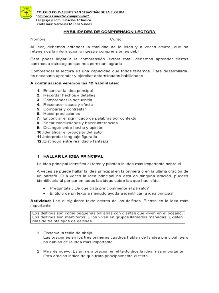 1 Hallar La Idea Principal | PDF | Comprensión lectora