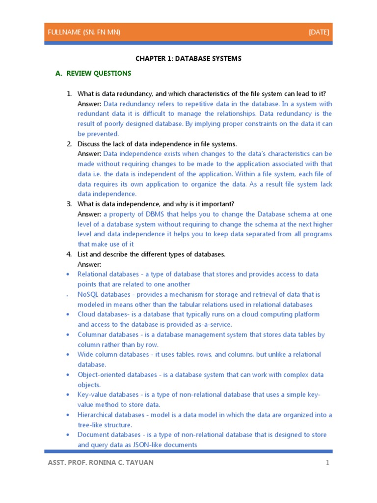 Problem Set Activity No.1 - Database Systems | PDF | Databases | No Sql