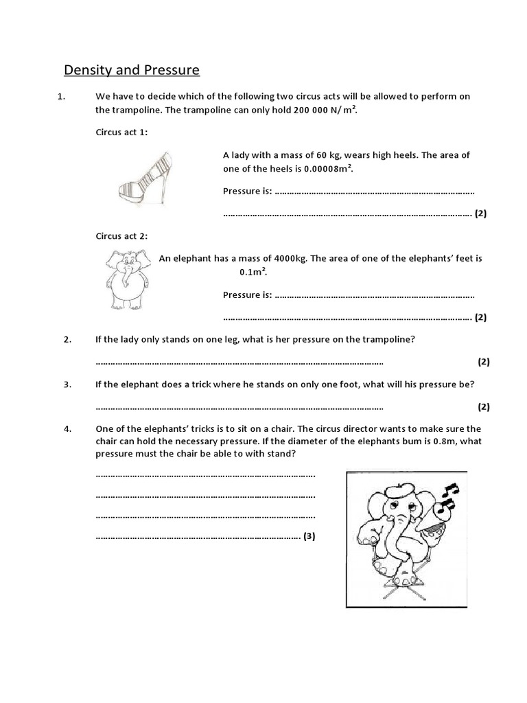 Density and Pressure KS5 Questions | PDF | Density | Volume