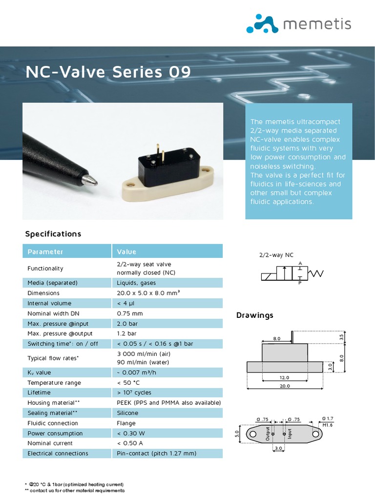 NC-Valve Series 09: Specifications | Download Free PDF | Valve | Pressure