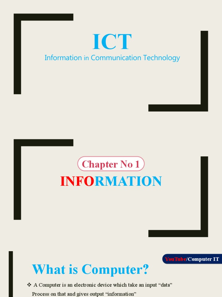 ICT-Information in Communication Technology | PDF | Random Access Memory | Read Only Memory