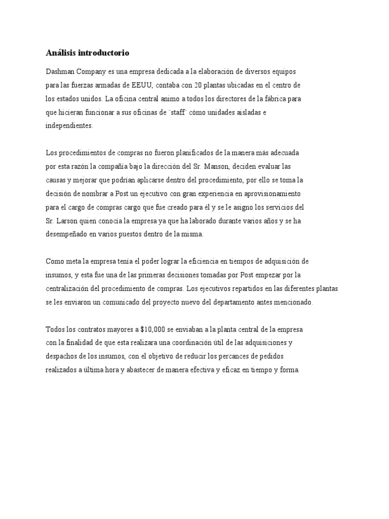 Caso Dashman - Aporte JCFB | PDF | Economias