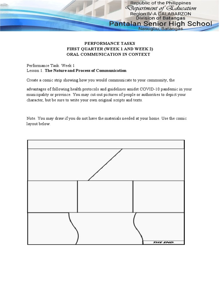 OralCom Performance Task Week 1 and Week 2 | PDF | Comics | Essays