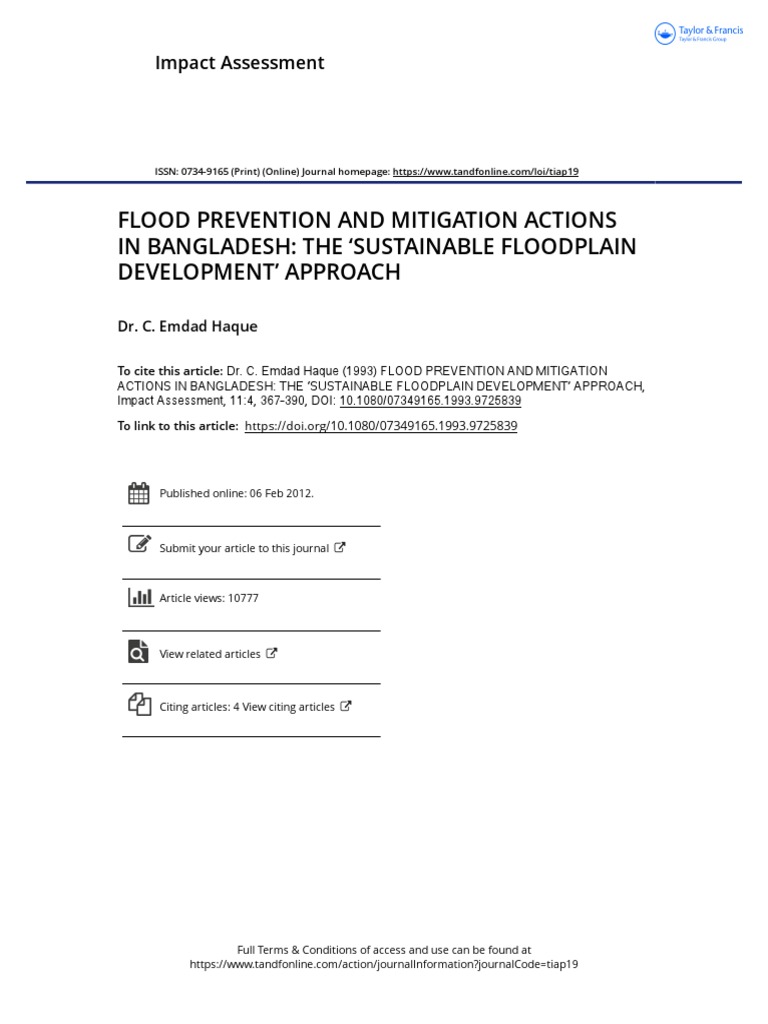 Flood Prevention and Mitigation Actions in Bangladesh The Sustainable ...