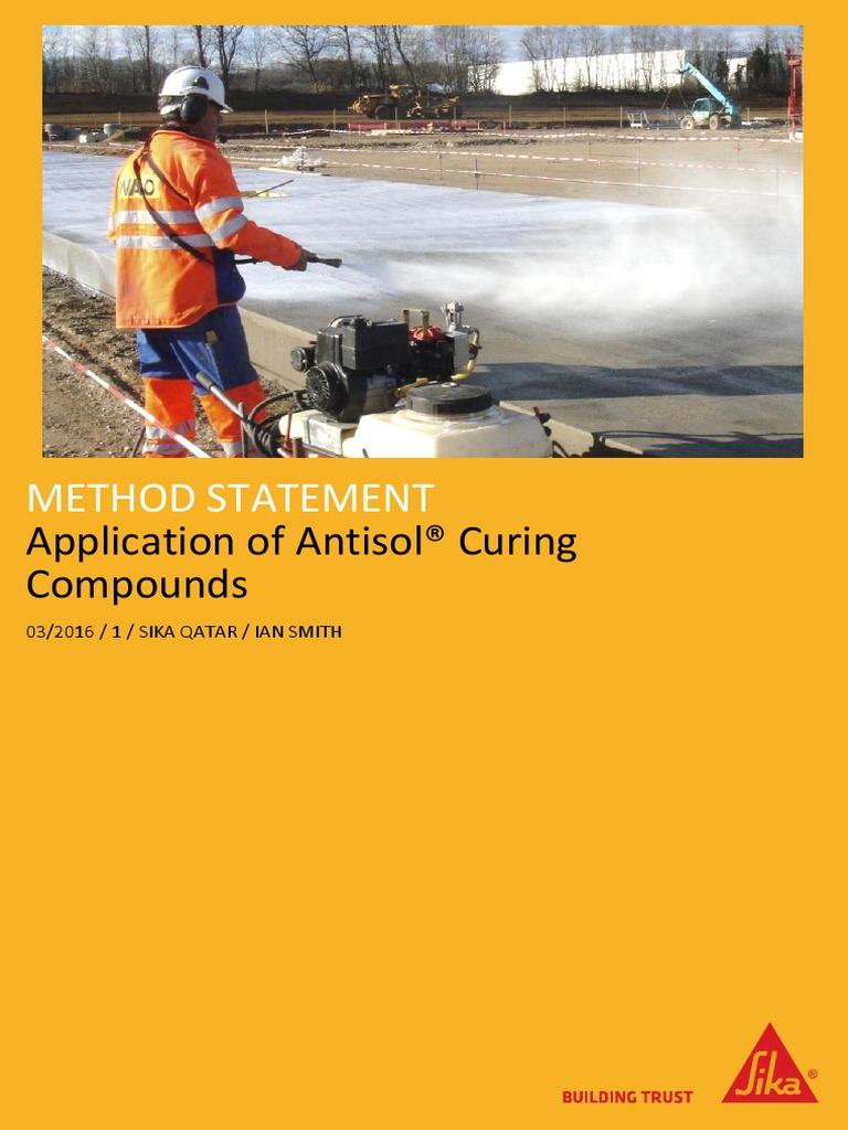 Method Statement - Sika Antisol QA | PDF | Concrete | Water