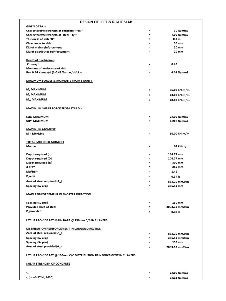 SLAB DESIGN-300mm THK. LEFT & RIGHT SLAB | PDF | Mechanical Engineering ...
