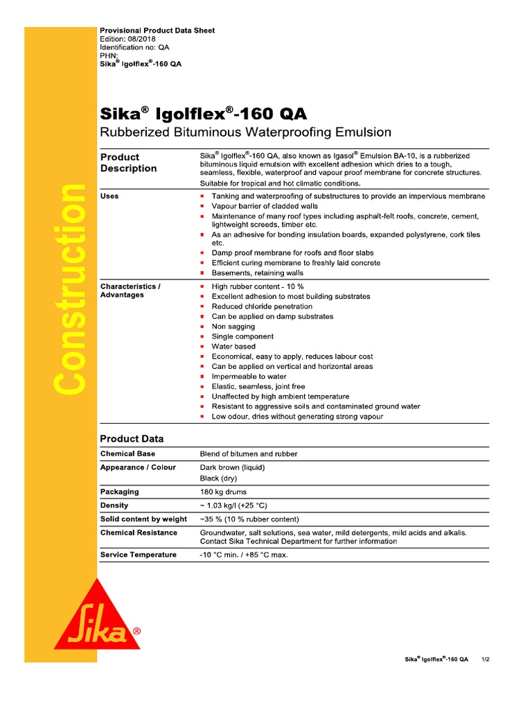 TDS - Sika Igolflex-160 QA PDF | PDF