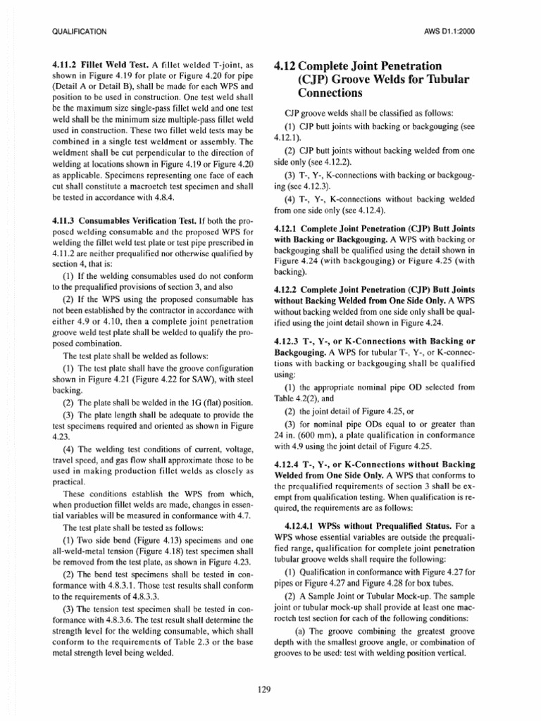 4.12 Complete Joint Penetration (CJP) Groove Welds For Thbular ...