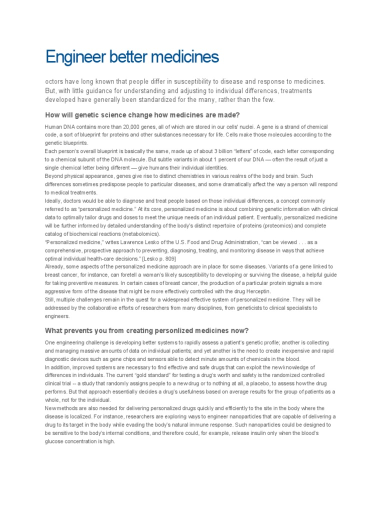 Engineer Better Medicines | PDF | Personalized Medicine | Antimicrobial ...
