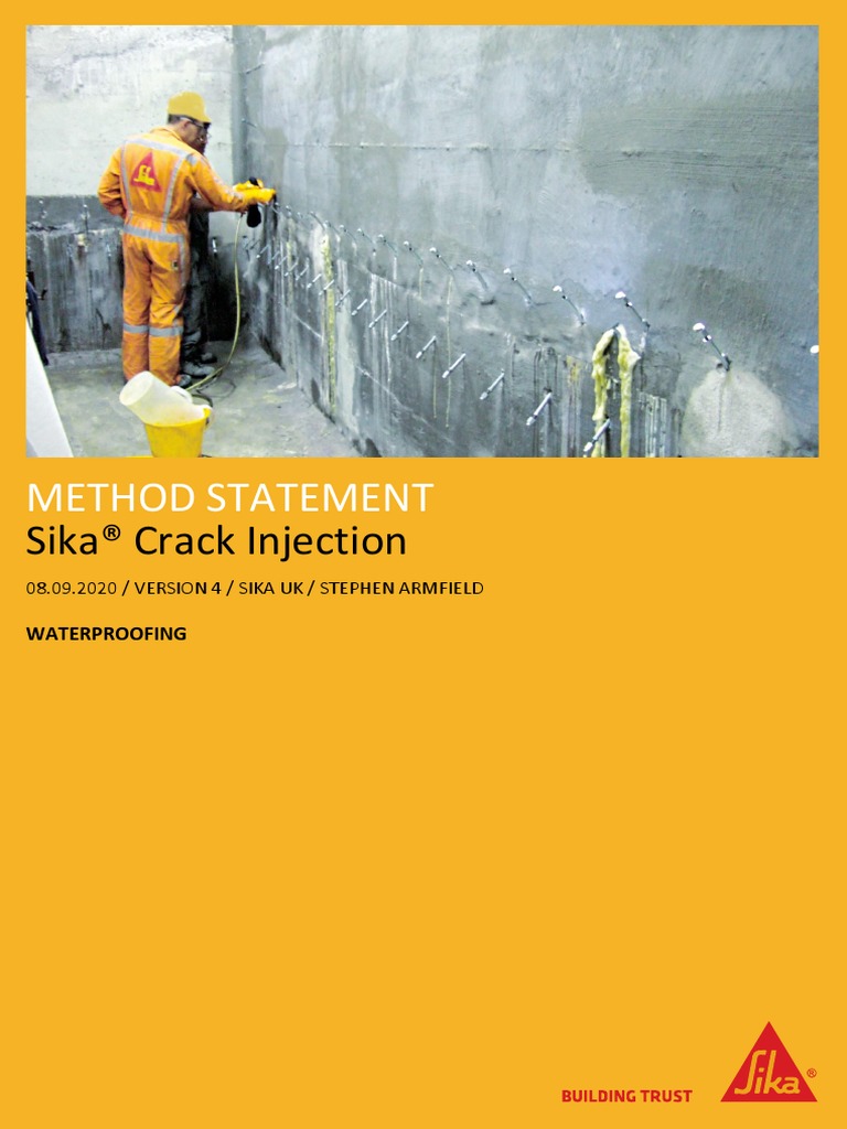 Sika Crack Injection Method Statement v4 2021 | PDF | Pump | Concrete
