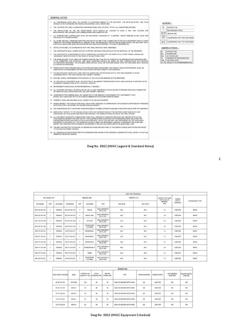 DWG No. 8861 (HVAC Legend & Standard Notes) | PDF | Technology ...