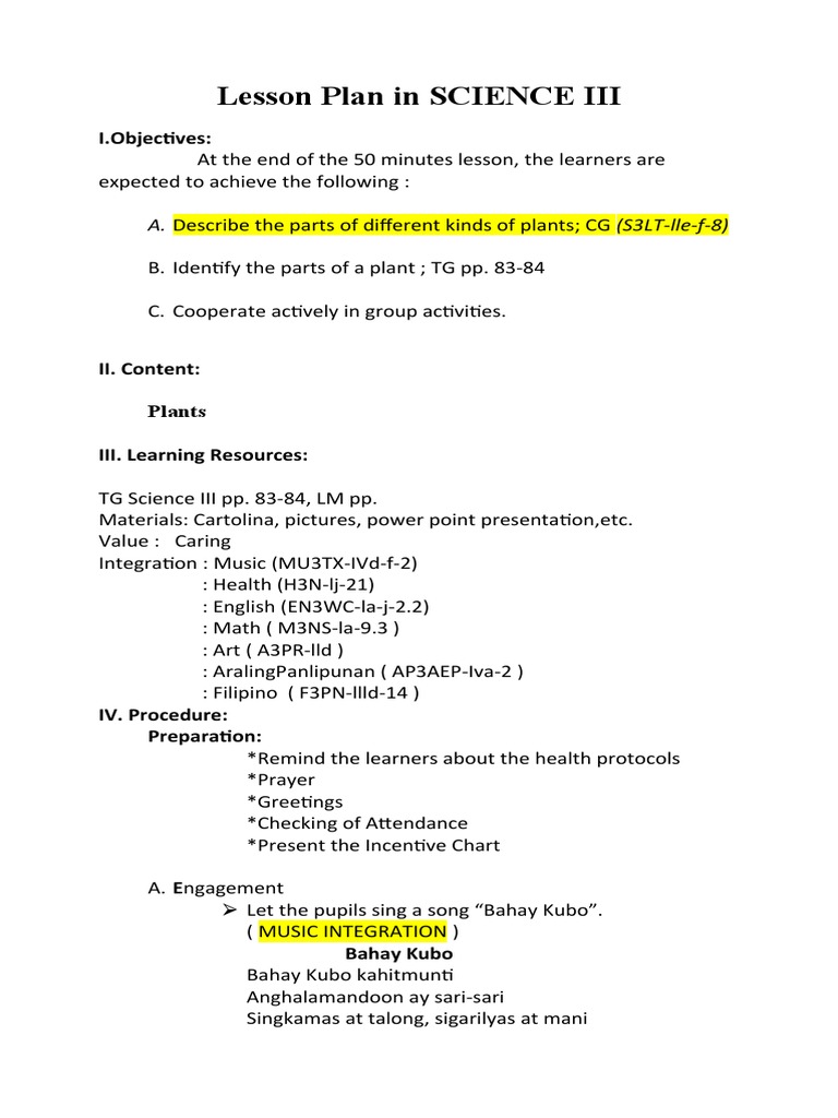Lesson Plan in SCIENCE III-CO2 | Download Free PDF | Cognition | Learning