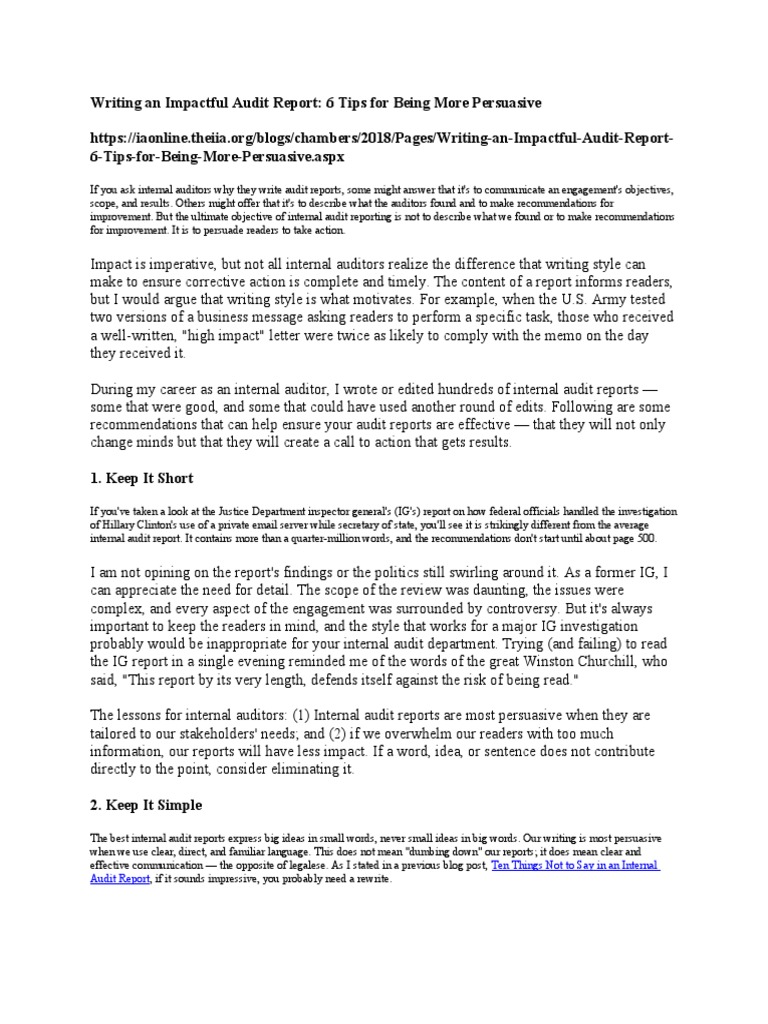Writing An Impactful Audit Report: 6 Tips For Being More Persuasive 6 ...
