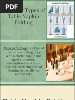 Types of Napkin Folding Techniques | PDF | Tableware | Leisure