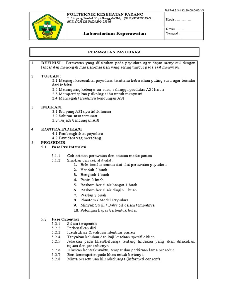 Sop Perawatan Payudara | PDF