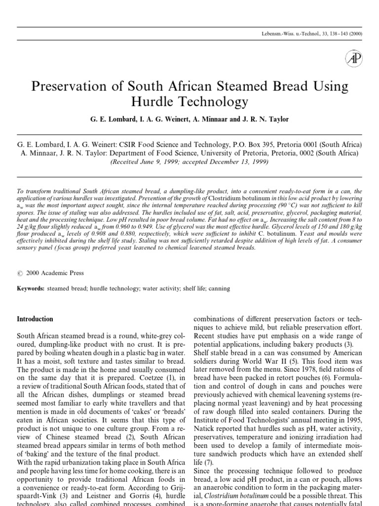 Hurdle Technology For Bread | PDF | Breads | Dough