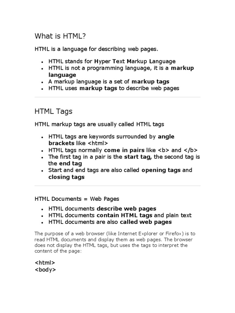 What Is HTML | Download Free PDF | Html | Html Element