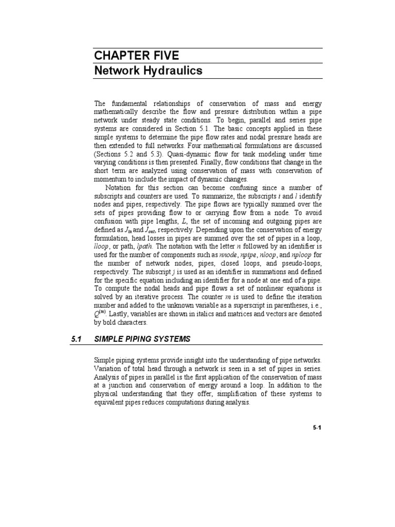 Network Hydraulics Fundamentals | PDF | Fluid Dynamics | Equations