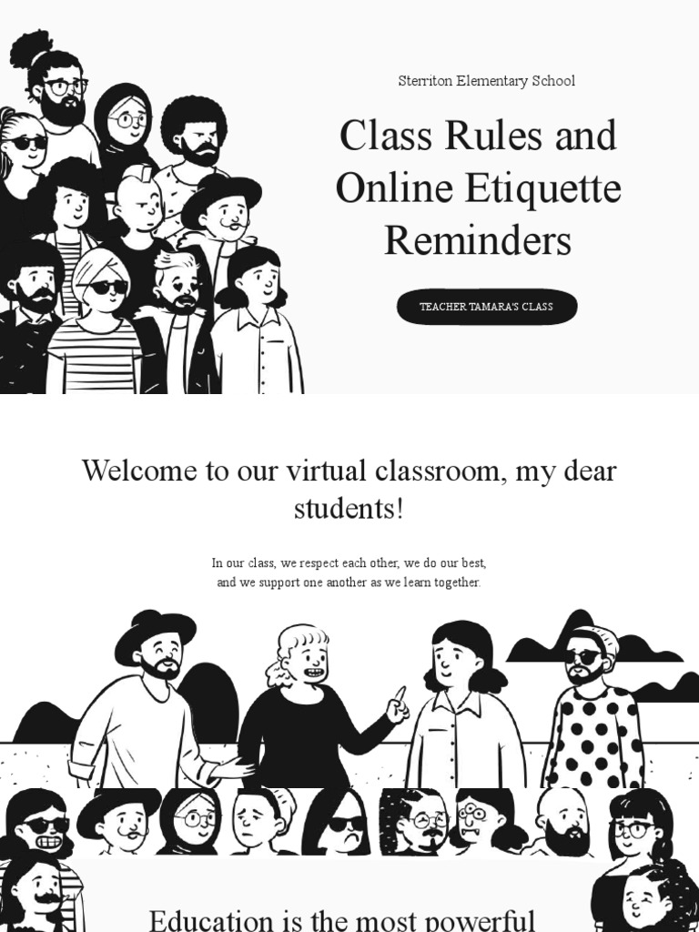 White and Black Classroom Rules and Online Etiquette Education ...