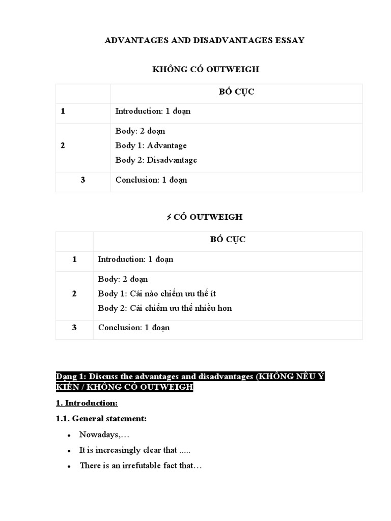 Advantages and Disadvantages Essay Guide | PDF | Paragraph