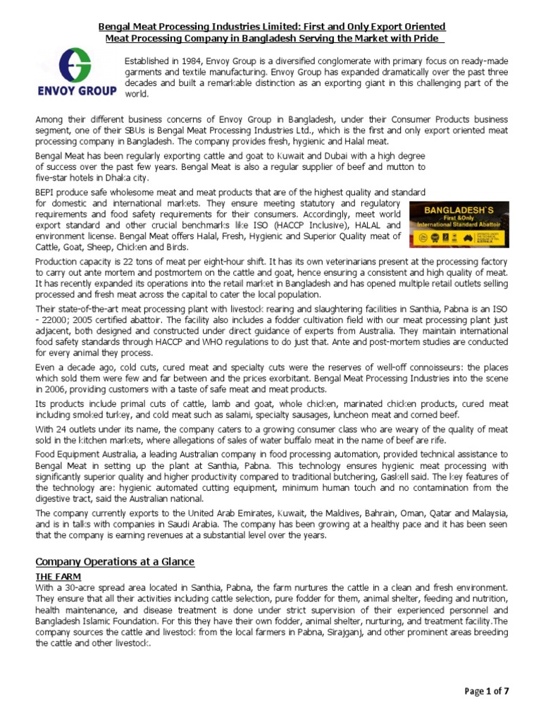Bengal Meat Processing Industries Limited: First and Only Export ...