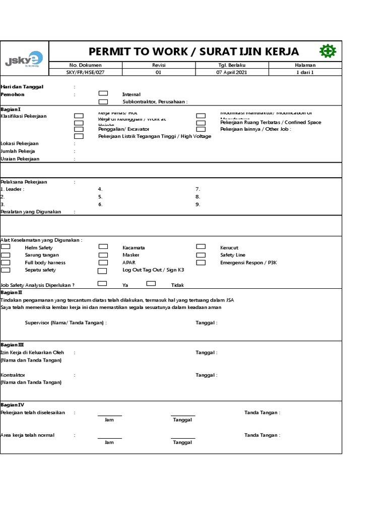 Form Work Permit (With Docs Number) | PDF