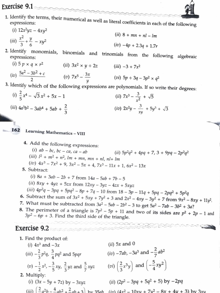 CH 9 Algebraic Expressions | Download Free PDF | Polynomial | Factorization