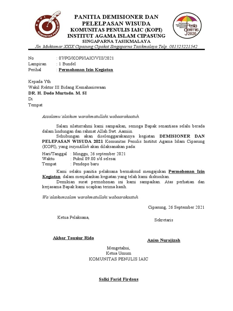 Proposal Demisioner Dan Pelepasan | PDF