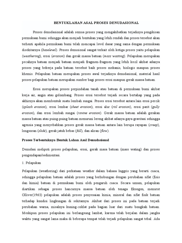 Bentuk Lahan Proses Denudasi | PDF