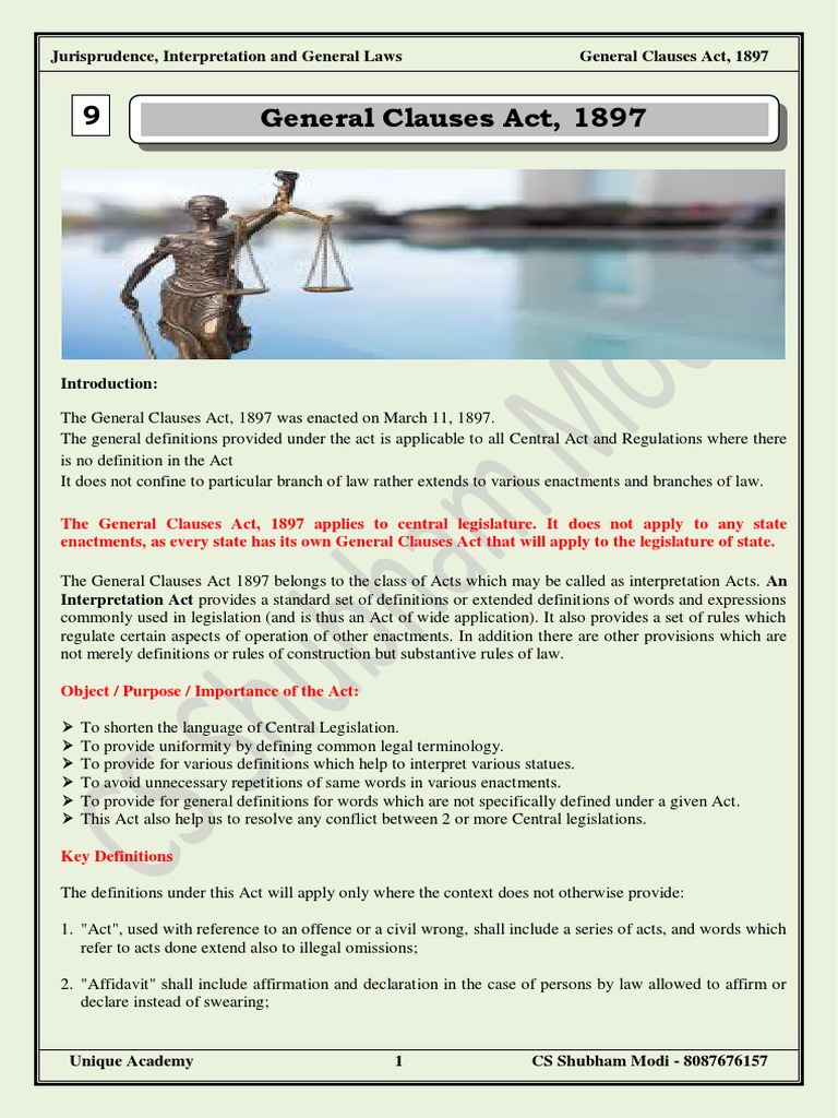 General Clauses Act | PDF | Statutory Interpretation | Repeal