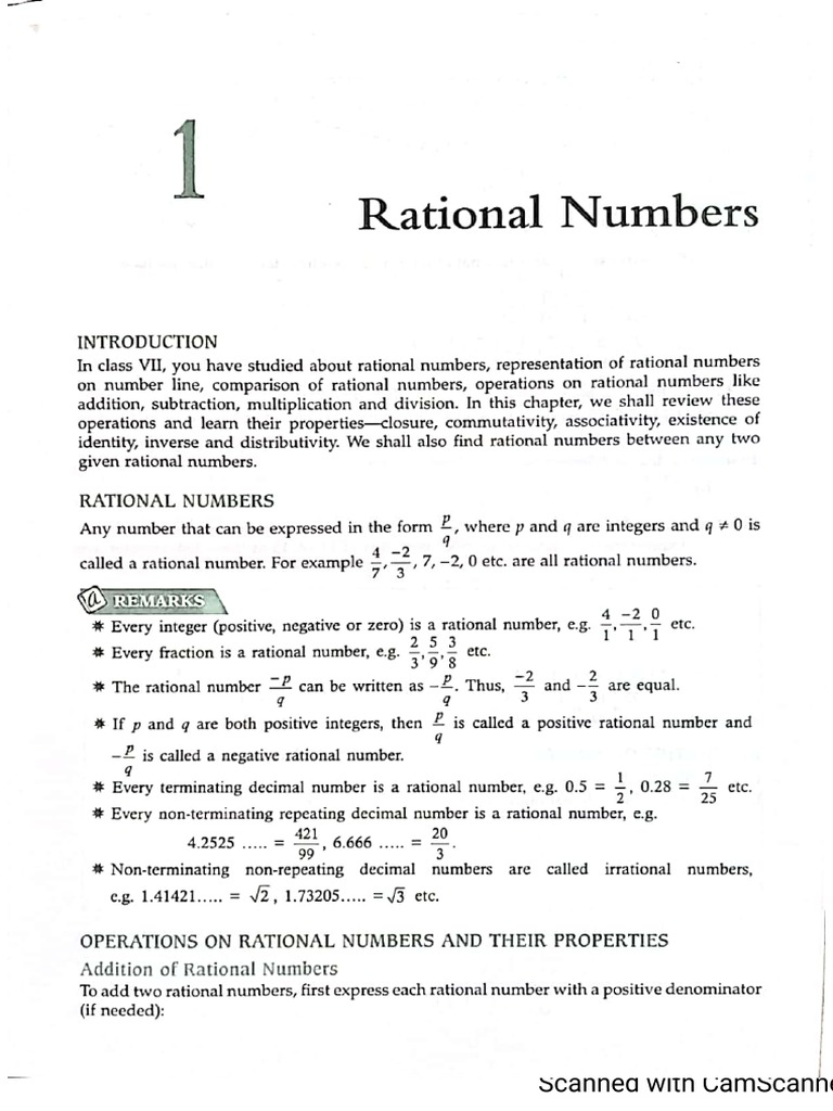 CH 1 Rational Numbers | PDF