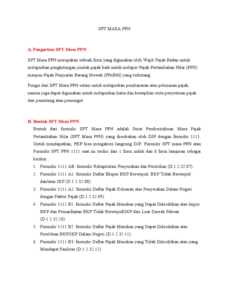 SPT Masa PPN | PDF | Pengelolaan Keuangan & Uang