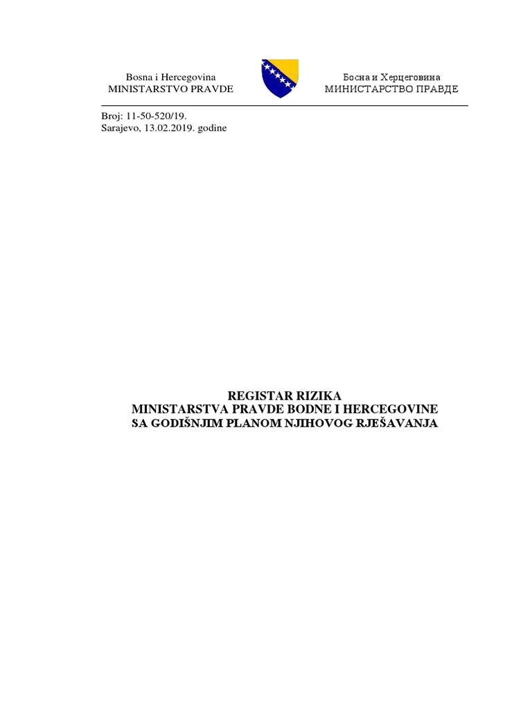 Registar Rizika Ministarstvo | PDF