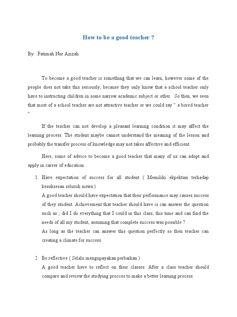 How To Be A Good Teacher | PDF