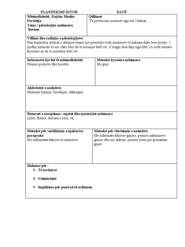 Pergatitje Ditore VIII | PDF