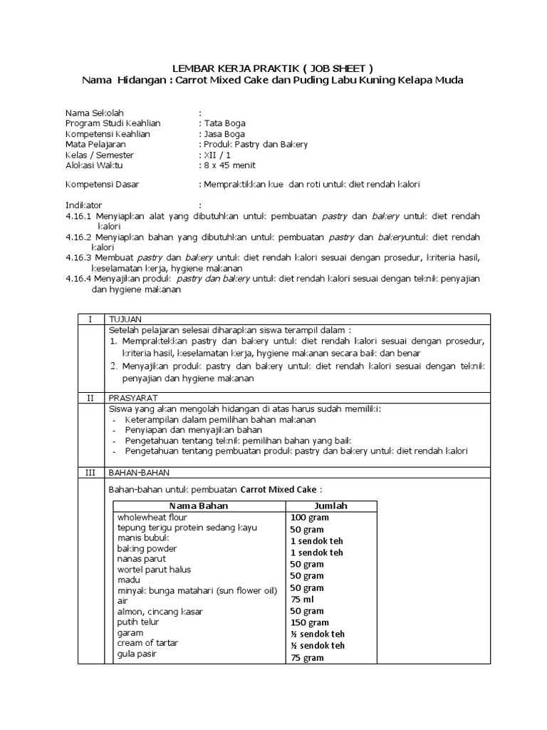 Kue Diet Rendah Kalori: Carrot Cake | PDF