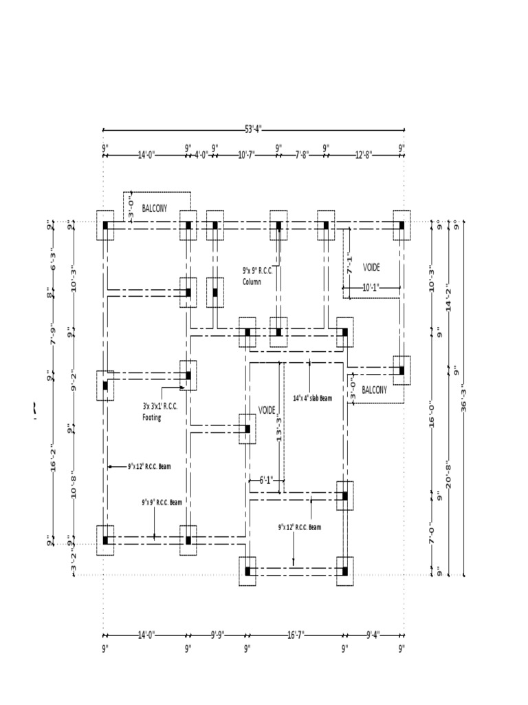 9"x 9" R.C.C. Column: Beam For 1 ST Floor | PDF