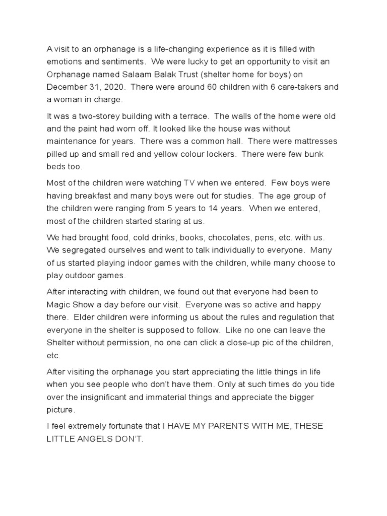 A Visit To An Orphanage Is A Life-Changing Experience As It Is Filled ...