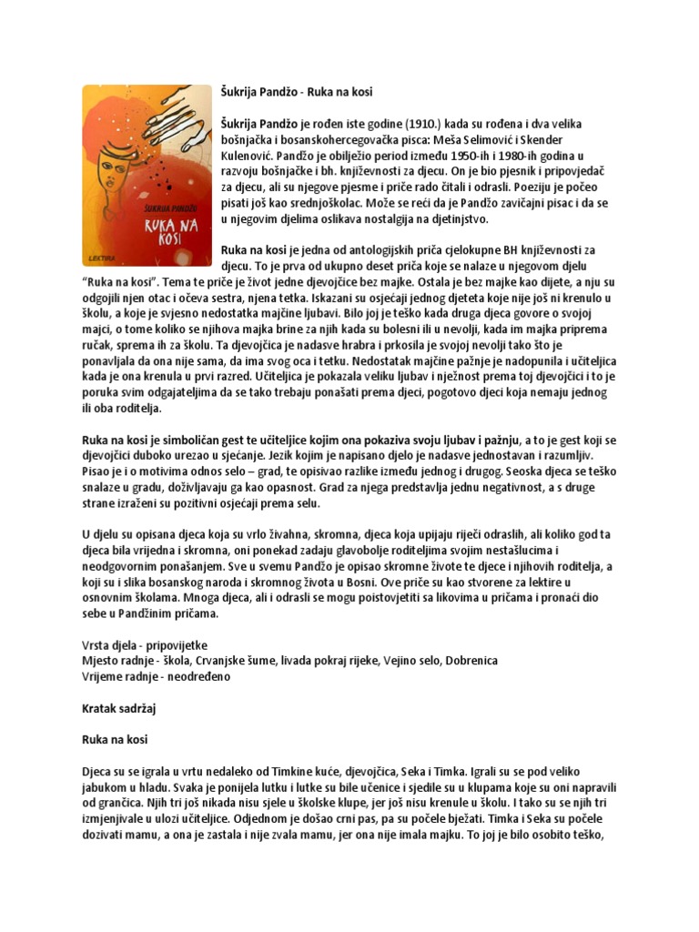 Sukrija Pandzo - Ruka Na Kosi | PDF