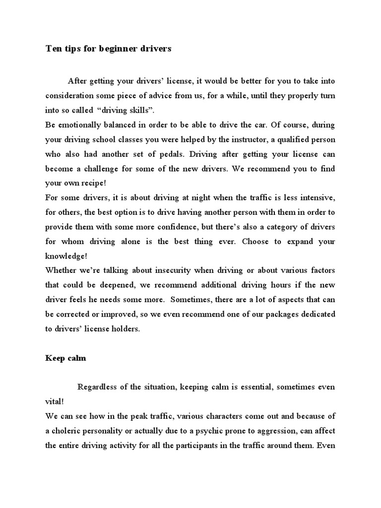 Ten Tips for Safer Driving as a Beginner: Focus on Staying Calm ...