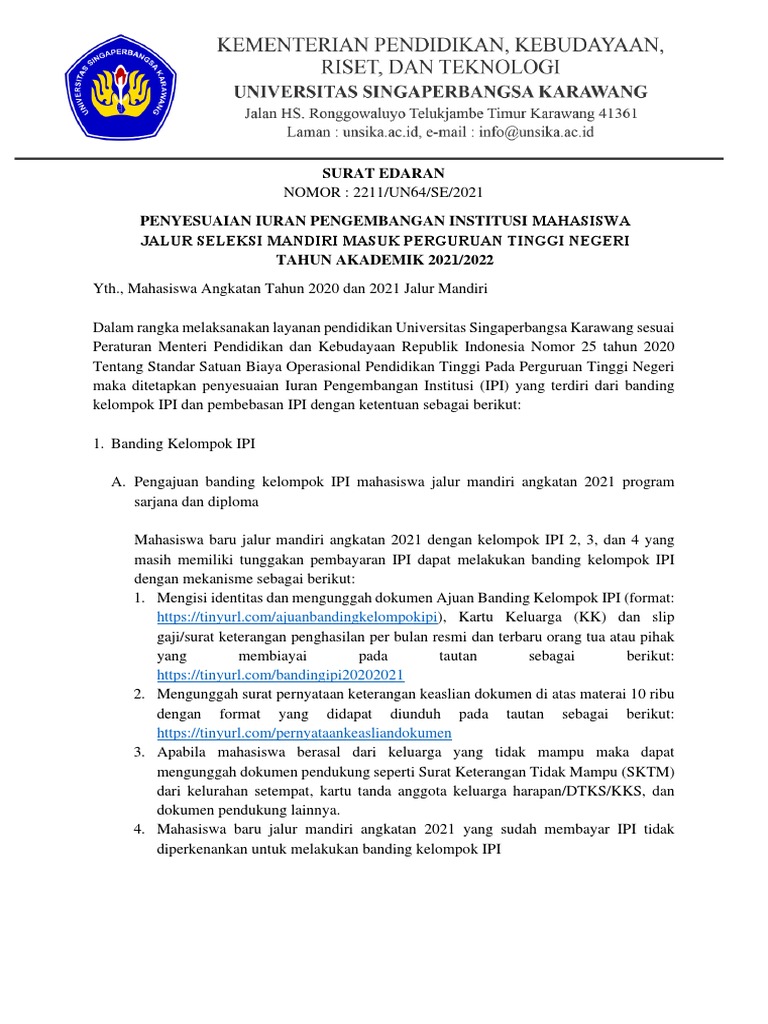 2211 - Se Banding Kelompok Ipi Dan Bebas Ipi Mahasiswa Karawang Yang Tidak Mampu-Signed | PDF