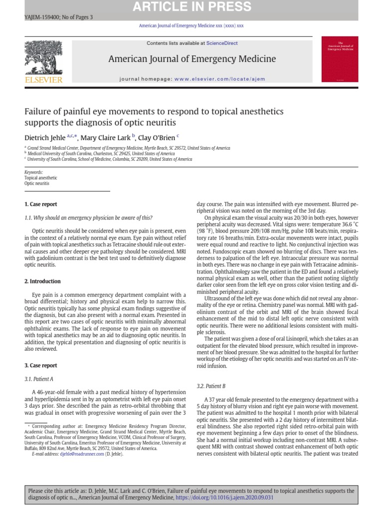 American Journal of Emergency Medicine: Dietrich Jehle Mary Claire Lark ...