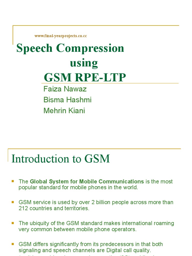 Speech Compression Using GSM | PDF | Data Compression | Computer ...
