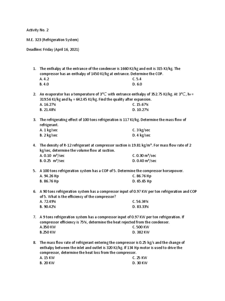 Activity No. 2 3 and 4 M.E. 323 | PDF | Cold | Electromechanical Engineering