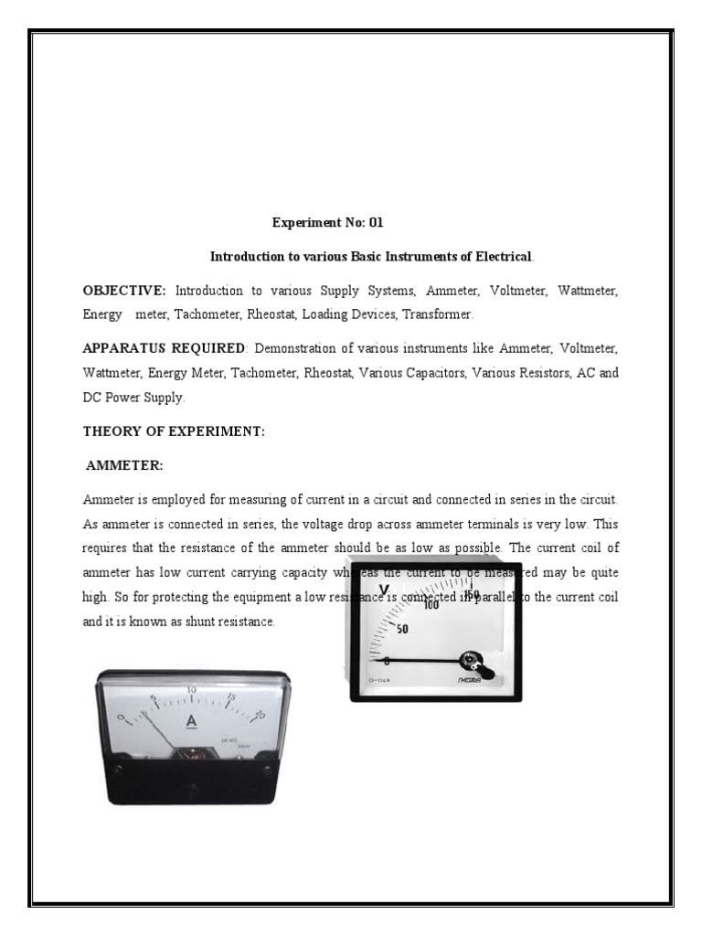 Lab Manual-Electrical Instrumentaion and Measrement | PDF | Electric ...