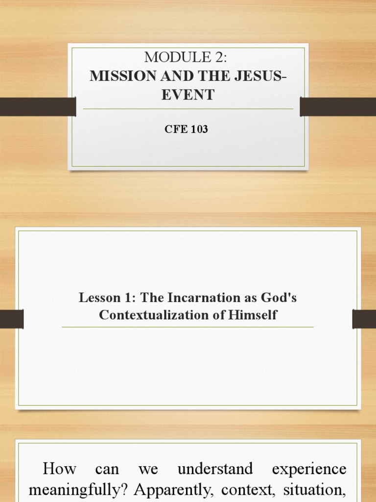 Cfe 103 Module 2 | PDF | Incarnation (Christianity) | Jesus