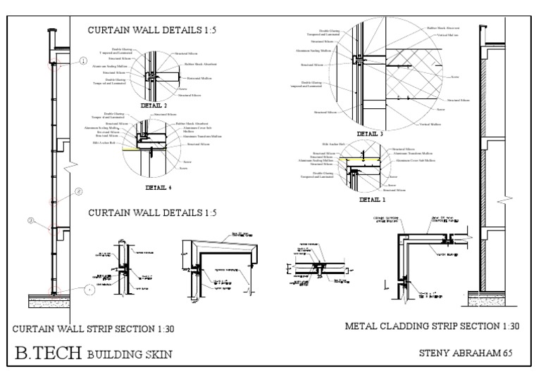 Curtain Wall Details 1:5: Building Skin | PDF | Glasses | Architectural ...